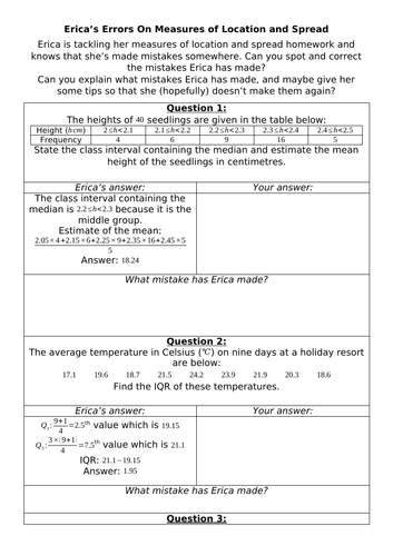 Erica's Errors - Applied (Year 1) Bundle | Teaching Resources