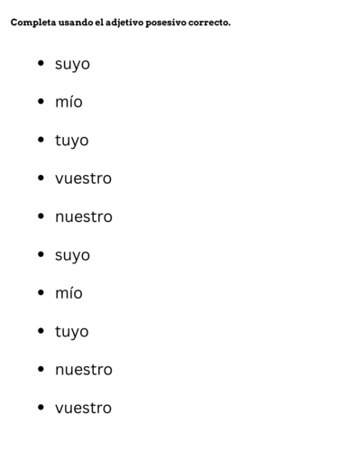stressed possessive adjectives in spanish worksheet with answer key ...