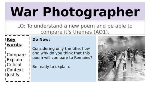 Power and Conflict introduction lesson plus Remains and War ...