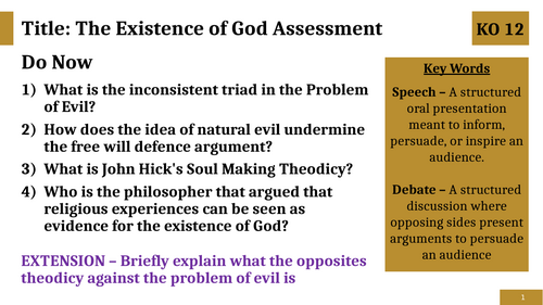 The Existence of God SoW | Teaching Resources