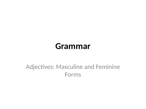 Adjectives – Masculine and Feminine Forms | Teaching Resources