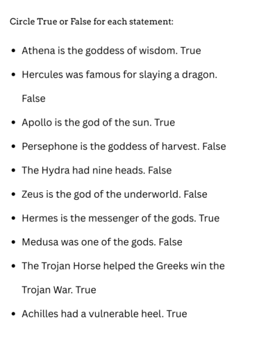 Greek Mythology Trivia for Kids - greek god facts for students ...