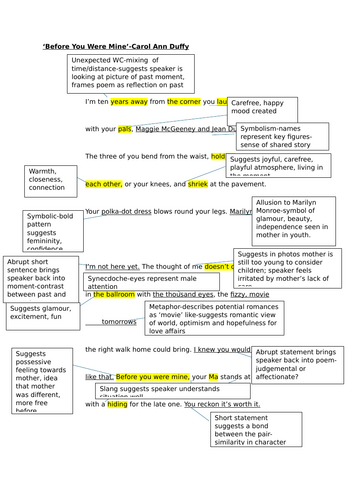 Carol Ann Duffy N5 Higher English updated annotated poems (Aug 2025 ...