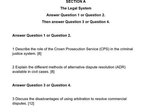 OCR: A Level Law - Paper 1 - Practice/Mock Exam Paper - COMPLETE WITH ANSWERS | Teaching Resources
