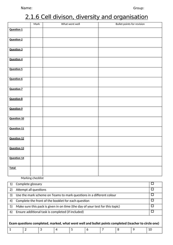OCR A-level biology 2.1.6 Whole topic- Cell division, cell diversity ...