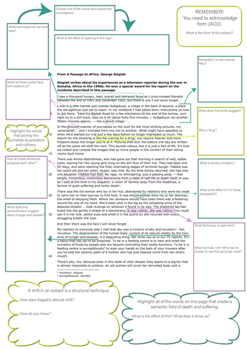 Guided Annotation - 'A Passage to Africa' | Teaching Resources