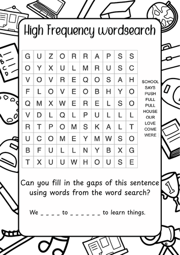 Year 1 High Frequency Words: Word Search Activity 2. | Teaching Resources