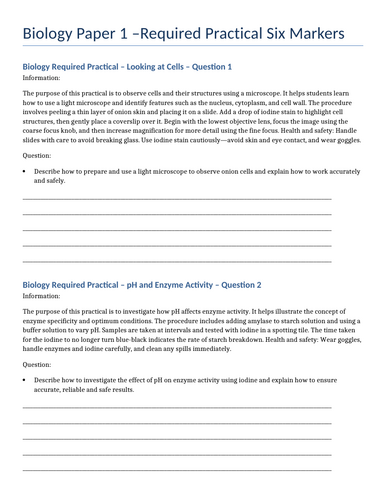 Required practical paper 1 - edexcel biology six markers | Teaching ...