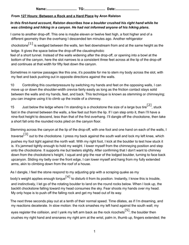 From 127 Hours Between a Rock and a Hard Place by Aron Ralston SEN ...