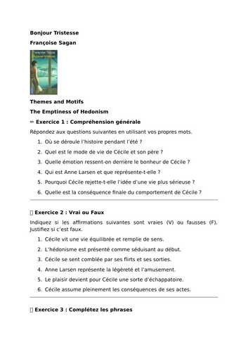 Bonjour Tristesse - Françoise Sagan - Themes - The Emptiness of ...