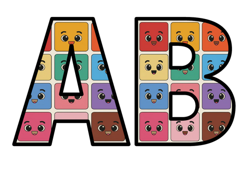 Happy Colors Face Emojis Lettering Set Display Title Letters Numbers ...