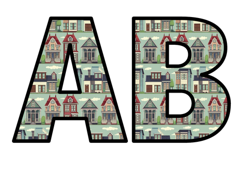 Houses and Homes Architect Lettering Set Display Title Letters Numbers ...