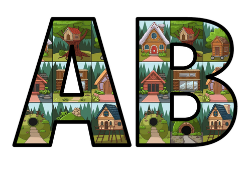 Houses and Homes Lettering Set Display Title Letters Numbers Signs ...