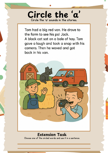Set 1 Phonics 'a' Sound Story Circle Activity 3 | Teaching Resources