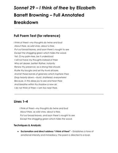 Sonnet 29 – I think of thee! – EDUQAS GCSE Poetry Anthology (2027 ...