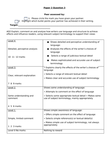 GCSE English Language AQA Paper 2 Question 3 | Teaching Resources