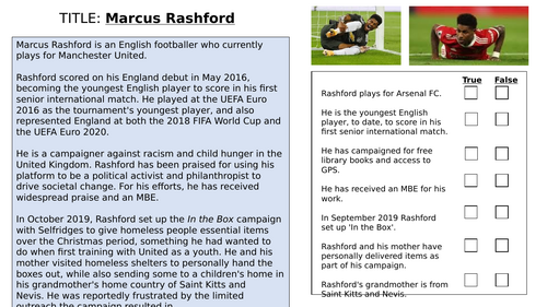 AQA GCSE English Language Paper 2: Football: Marcus Rashford: Question ...
