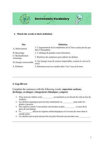 Master Environmental French – GCSE Vocabulary Toolkit | Teaching Resources