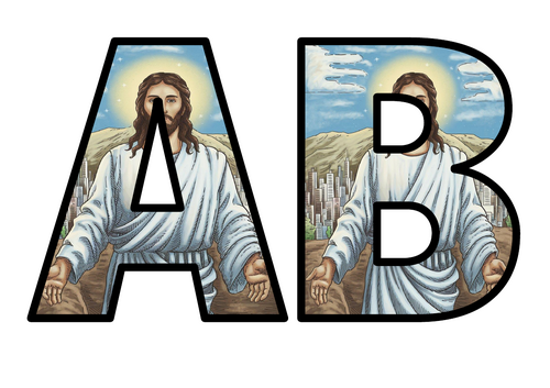 Jesus Christ Lord Saviour Light RE Religion Peace Lettering Set Display ...