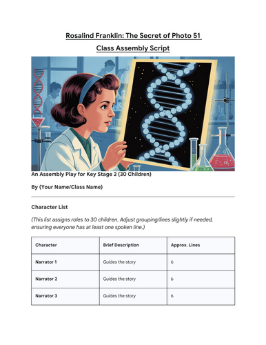 Rosalind Franklin: The Secret of Photo 51 - Class Assembly Script ...
