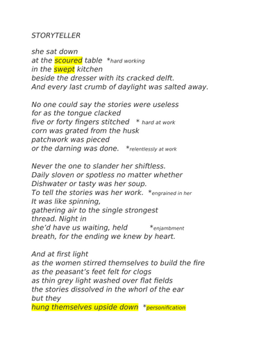 "Storyteller" iGCSE ENGLISH LITERATURE level 9 analysis | Teaching ...