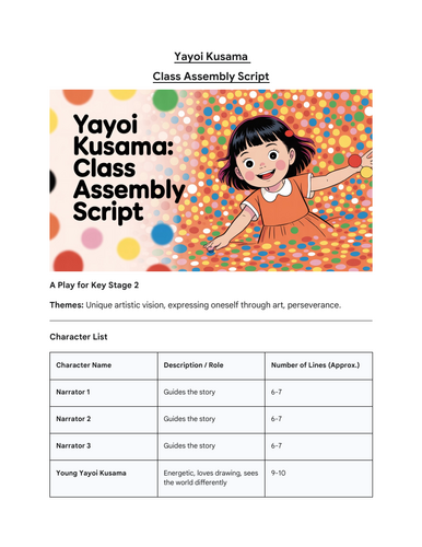 Yayoi Kusama - Class Assembly Script | Teaching Resources
