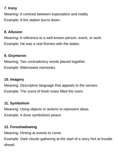 20 literary devices with their meanings and examples | Teaching Resources 20 literary devices with their meanings and examples | Teaching Resources