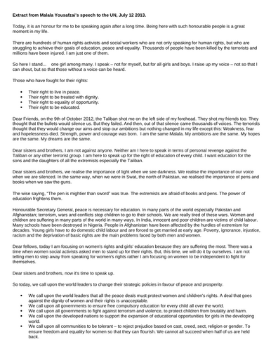 Malala Yousafzai Speech Analysis – Year 12 General English (2-Lesson ...