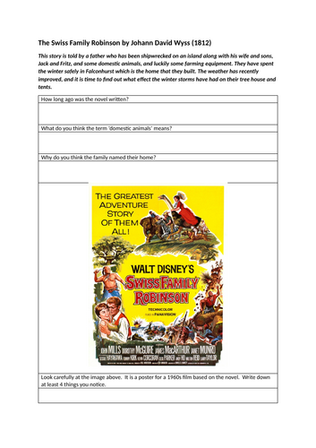 English SATs 11+ KS3 Swiss Family Robinson Boys Adventure Genre Reading ...