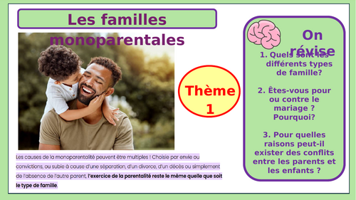 Les familles monoparentales - A LEVEL | Teaching Resources