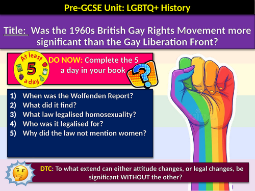 LGBTQ+ History KS3 – Full 6-Lesson Scheme of Work | Teaching Resources