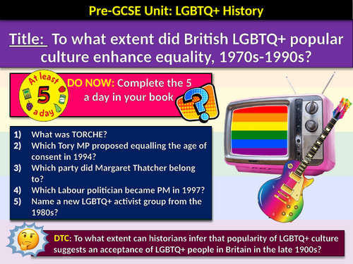 LGBTQ+ History KS3 – Full 6-Lesson Scheme of Work | Teaching Resources