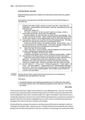 JANE EYRE - AQA COMPLETED ANSWERS PAST PAPER Q'S | Teaching Resources