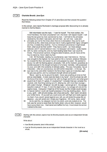 JANE EYRE - AQA COMPLETED ANSWERS PAST PAPER Q'S | Teaching Resources