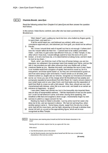 JANE EYRE - AQA COMPLETED ANSWERS PAST PAPER Q'S | Teaching Resources