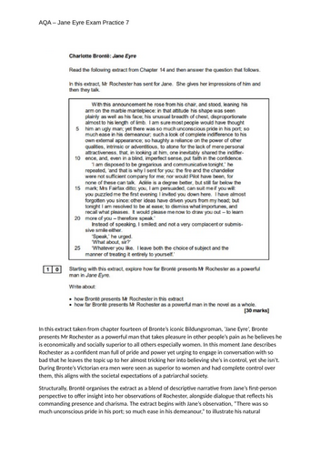 JANE EYRE - AQA COMPLETED ANSWERS PAST PAPER Q'S | Teaching Resources
