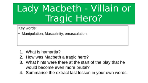 Lady Macbeth, Villain or Tragic Hero? | Teaching Resources