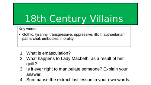 Gothic Villains - The Castle of Otranto | Teaching Resources