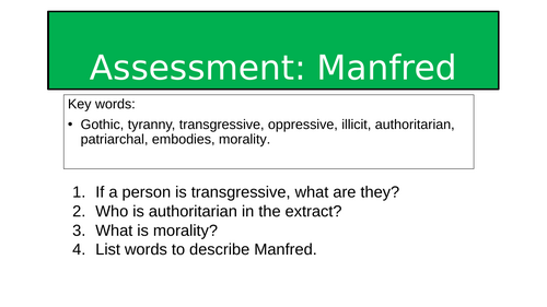 The Castle Of Otranto - Character Study of Manfred Assessment ...
