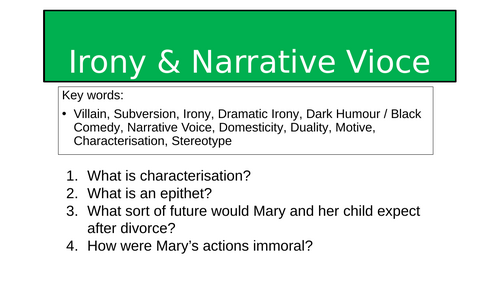 Lamb To The Slaughter - Irony & Narrative Voice | Teaching Resources