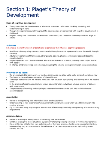 AQA Psychology Cognition and Development | Teaching Resources