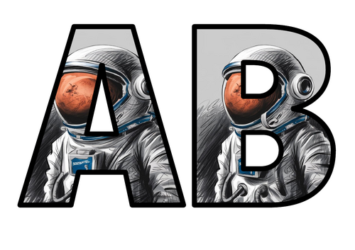 Astronaut Space X Nasa Travel Science Lettering Set Display Title ...