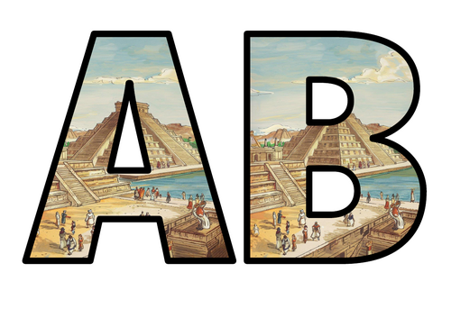 Aztec People Tribes History Geography Lettering Set Display Title ...