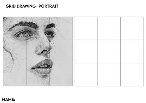 Grid Drawing Portrait Art Worksheets | Realistic Drawing Practice ...