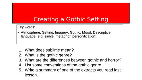 Creative Writing - Creating a Gothic Setting | Teaching Resources