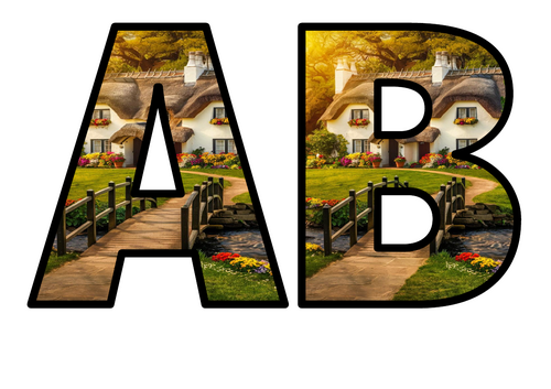 Beautiful Cottage Country Lettering Set Display Title Letters Numbers ...