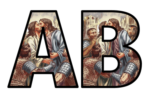 Bible Story Judas Betrays Jesus Easter Story 2 Lettering Set Display ...