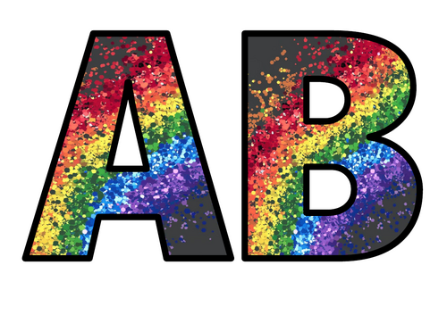 Glitter Rainbow Bright Vivid Colors Lettering Set Instant Display Title ...