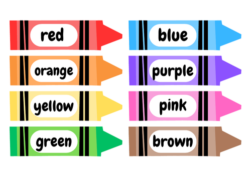 Small Crayon Color Flashcards in Colorful Illustrative Style | Teaching ...
