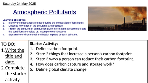 AQA GCSE Combined Science Chemistry: Earth's Atmosphere and Resources ...